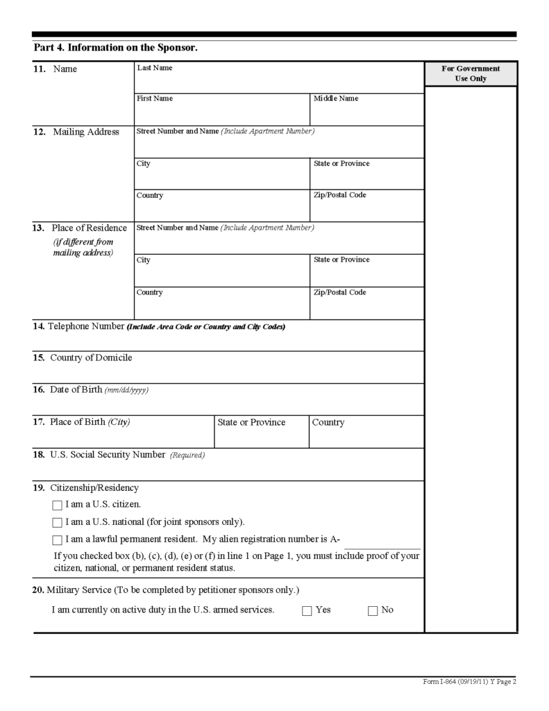 affidavit of support form i-864 joint sponsor - AffidavitForm.net