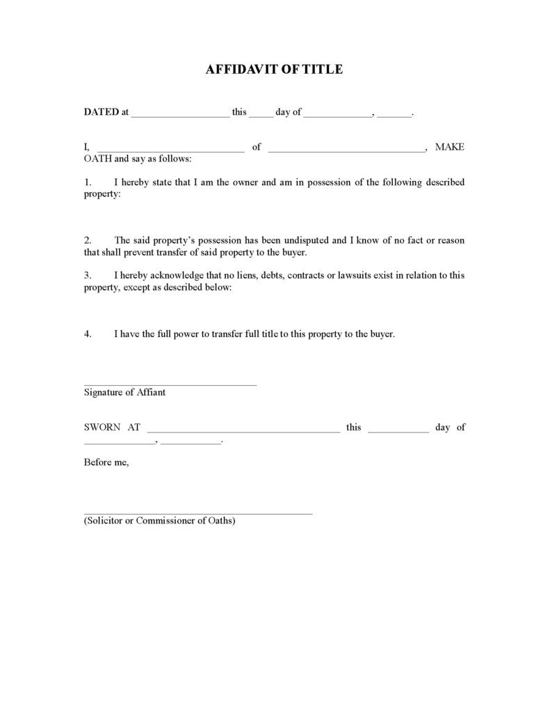 Affidavit Form England - AffidavitForm.net