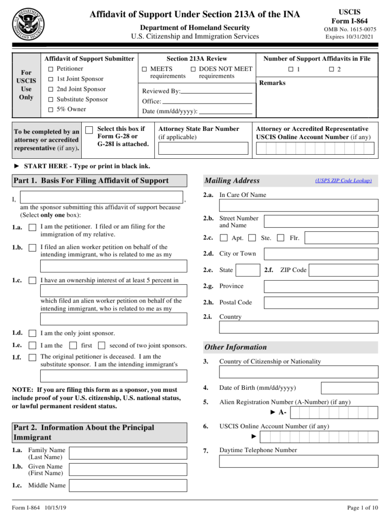 completed sample uscis form i-864 affidavit of support - AffidavitForm.net