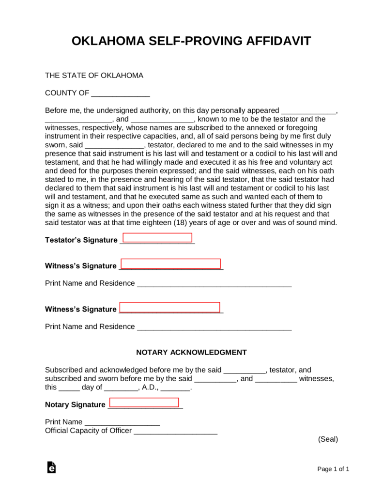 Affidavit Form Oklahoma - AffidavitForm.net